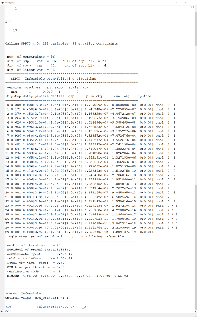 Sqlp stop: primal problem is suspected of being infeasible - CVX Forum: a community-driven ...