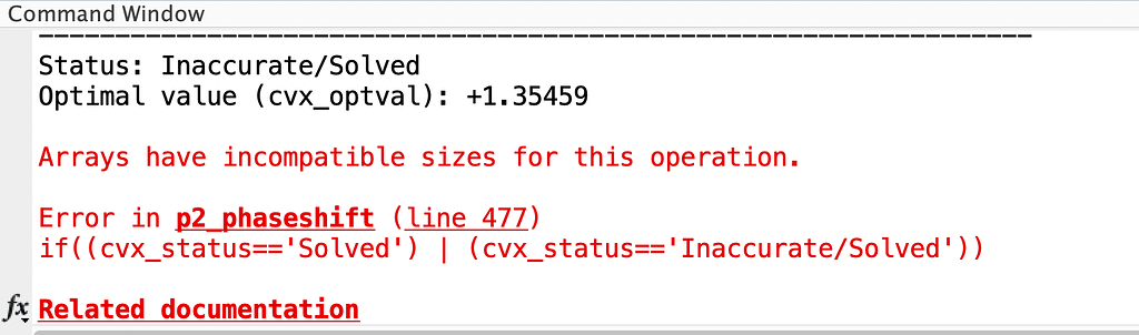A 'cvx_status=='Solved' if statement problem - CVX Forum: a community-driven support forum